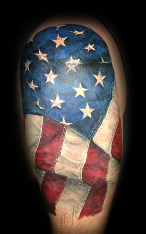 American Flag Ol Glory Full Color Half Sleeve By Haylo Tattoonow