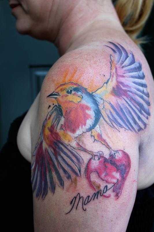 Watercolor Robin Tattoo by Aubrey Mennella: TattooNOW