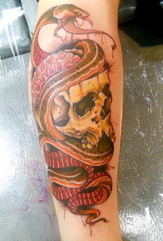 Skull and Snake by Derek Noble: TattooNOW