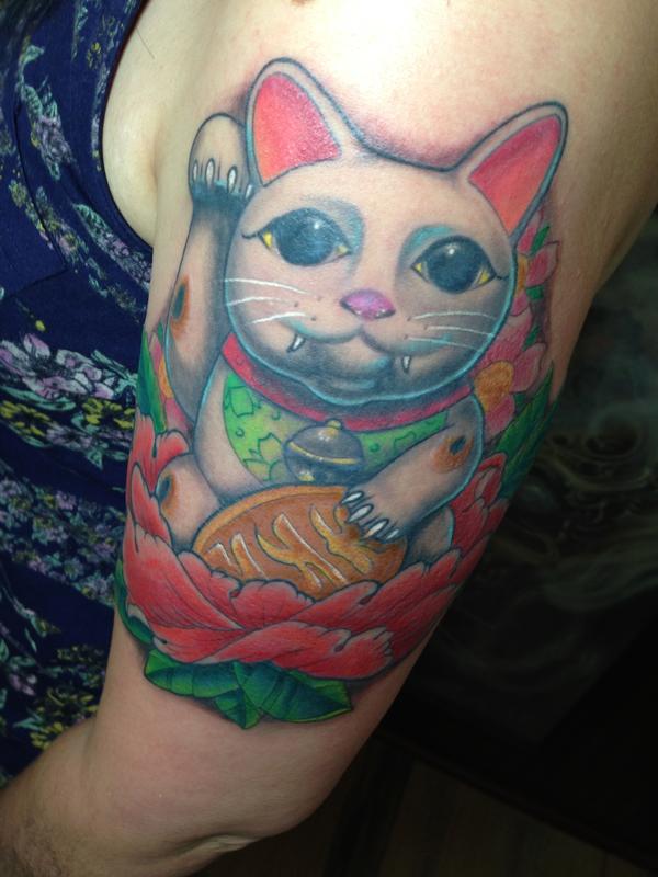 Traditional Maneki Neko Tattoo