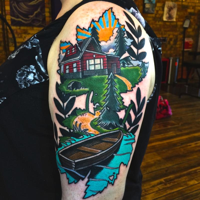 Cottage on the lake by Geary Morrill: TattooNOW