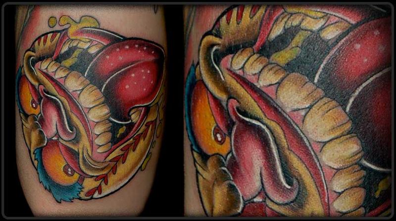 Baseball Monster Face by Lenny Renken: TattooNOW