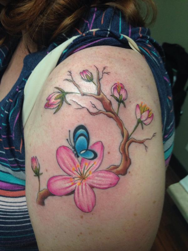 Cherry Blossom Flower Branch Tattoo