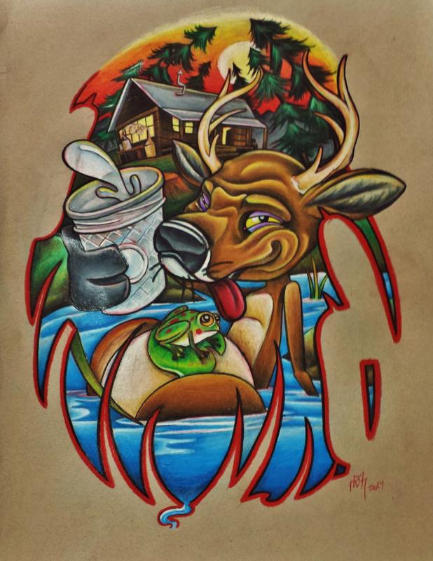Drunken deer by Michael Arneson: TattooNOW
