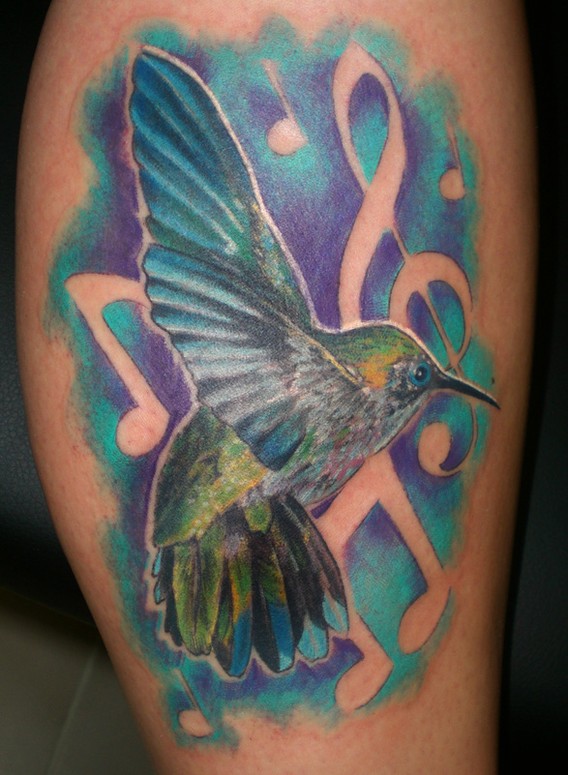 Hummingbird Music Notes by Daniel Rosini: TattooNOW