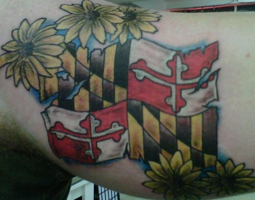 maryland flag, black eyed susans by Chris: TattooNOW