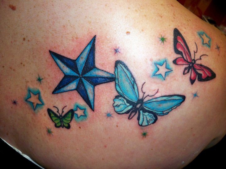 Butterflies and stars by Julie: TattooNOW