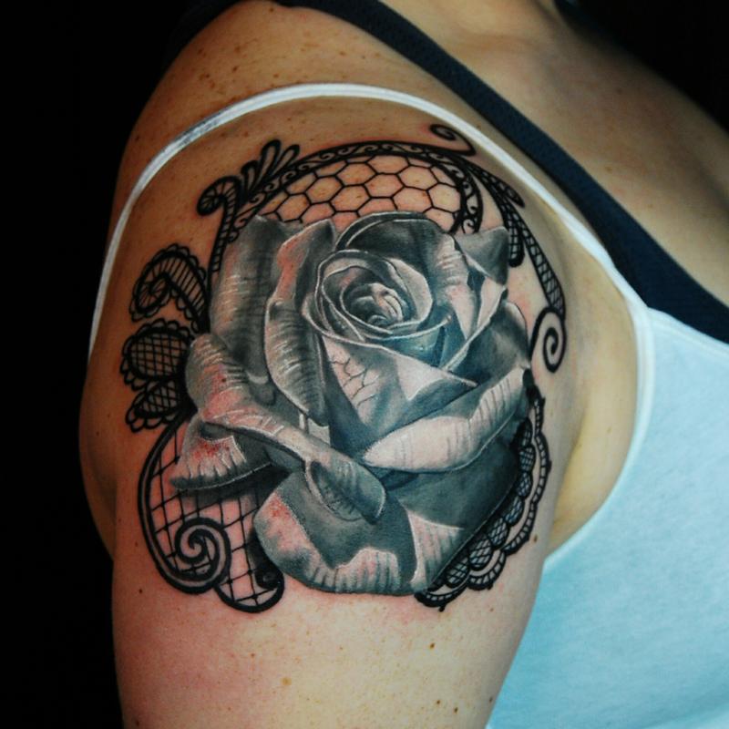 Rose and lace by Justin Buduo: TattooNOW