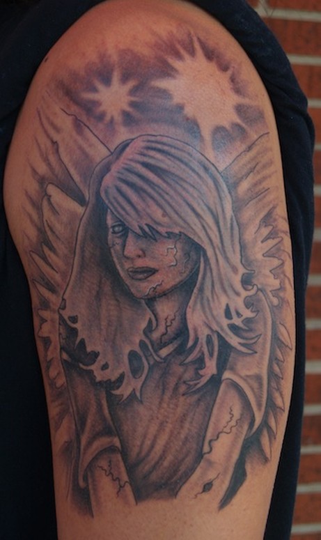 Black and Grey Angel StatueTattoo by John Garancheski III: TattooNOW