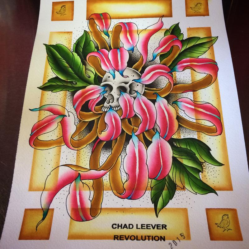 Skull with chrysanthemum by Chad Leever: TattooNOW
