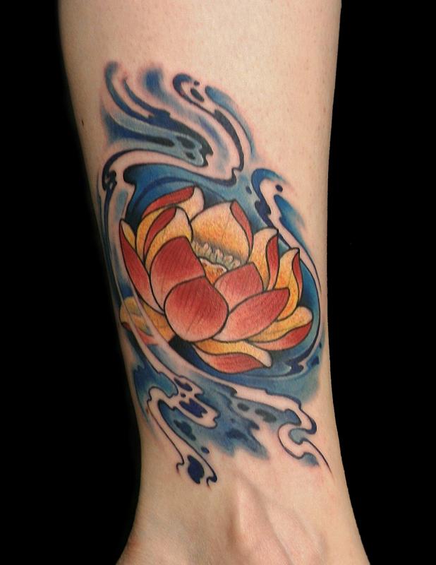 Lotus and water by Damion Cressy: TattooNOW