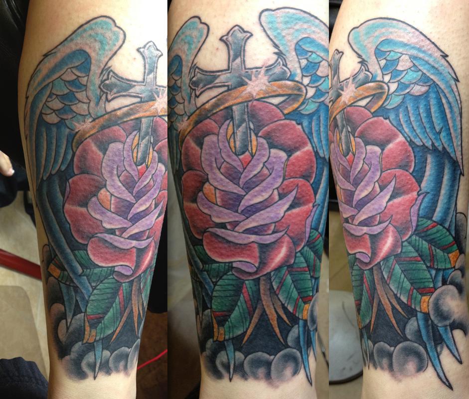 winged rose and cross by KR Rossi: TattooNOW