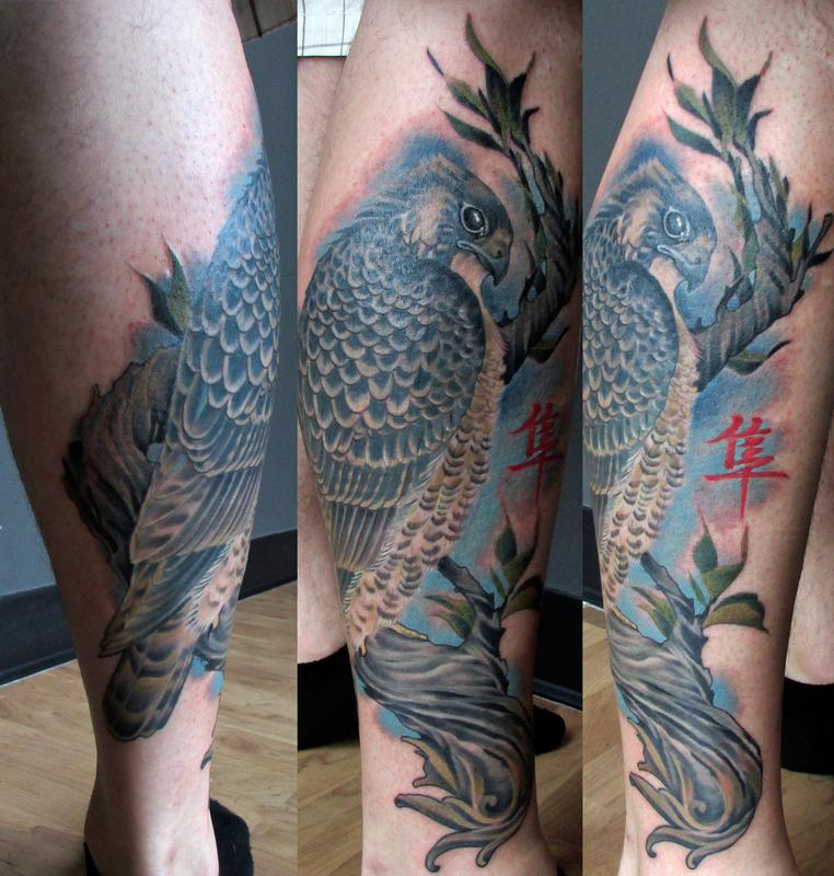Hawk Side Calf by Miss Amanda: TattooNOW