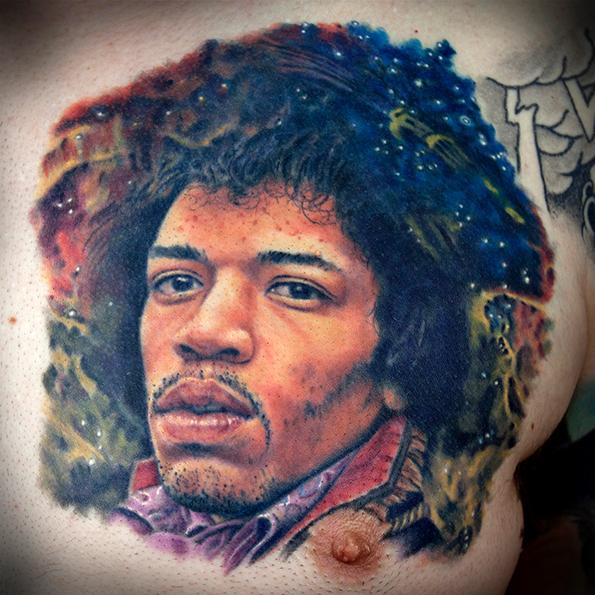 Jimi Hendrix portrait by David Dettloff: TattooNOW