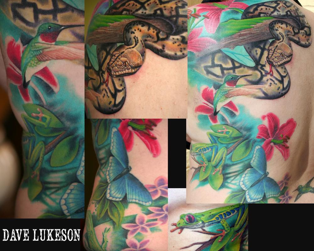 Snake and Nature Back Tattoo by Dave Lukeson: TattooNOW