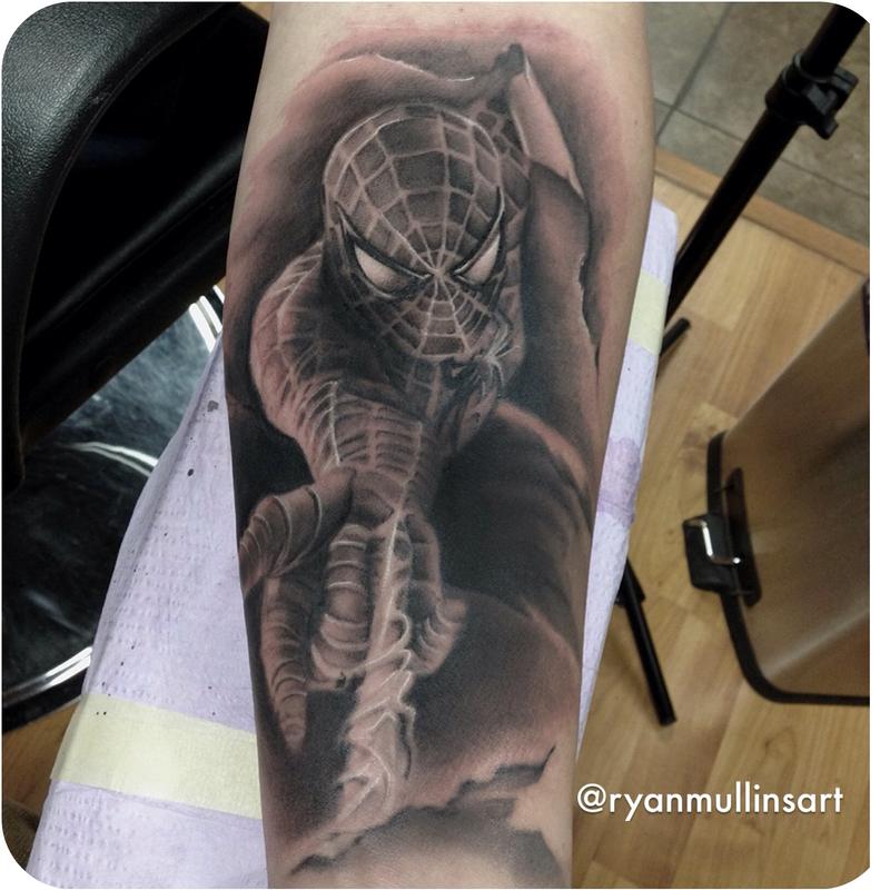 Black and Grey Spider Man by Ryan Mullins: TattooNOW