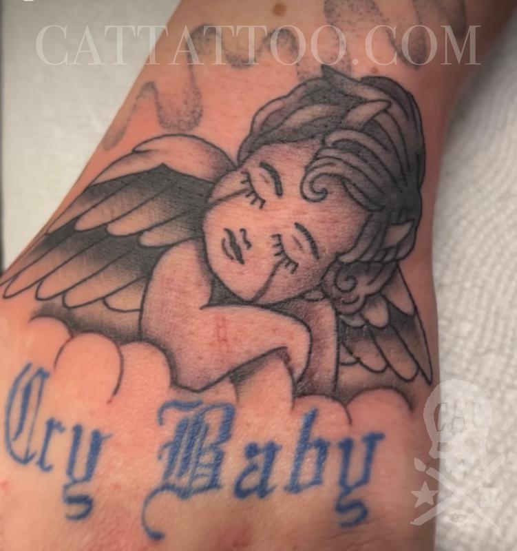 Sleeping Baby Angel Tattoo