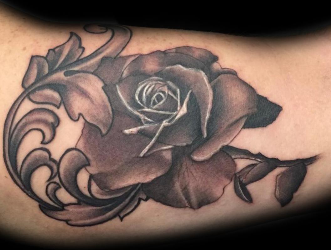 Rose with Filigree by Derrick Rice: TattooNOW