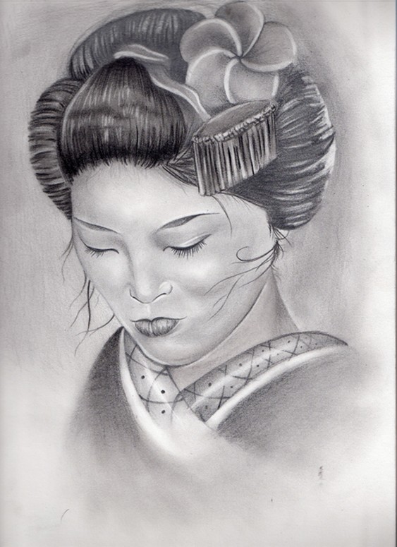 geisha sketch by Cecil Porter: TattooNOW