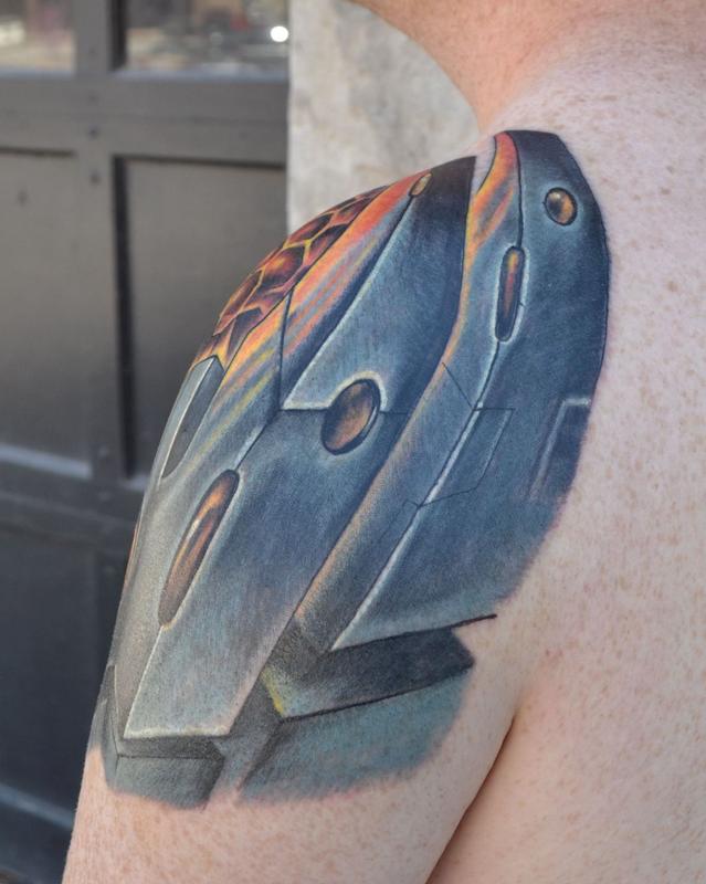 bio-mech shoulder 2 by Chuck Day: TattooNOW