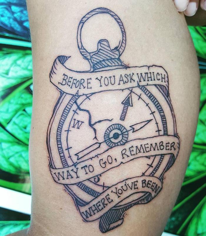 Compass & Banner Tattoo on inner-upper Arm by Stef aka Keki: TattooNOW