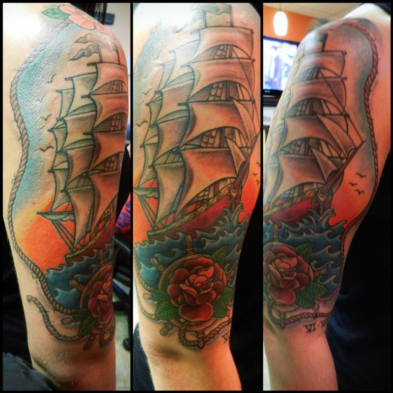 Clipper ship by Tim MacNamara: TattooNOW