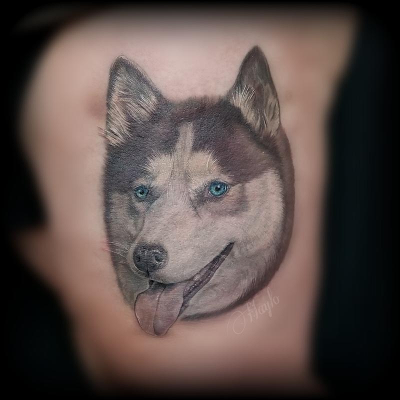 Siberian Husky dog portrait by Haylo: TattooNOW