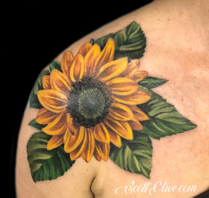 Sunflower Coverup by Scott Olive: TattooNOW